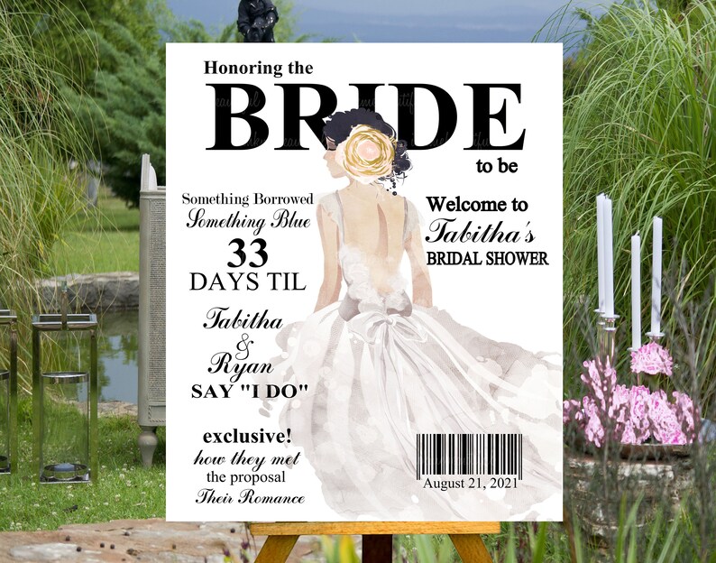 PRINTABLE Bridal MAGAZINE Welcome Poster, Welcome Bridal Shower Poster ...