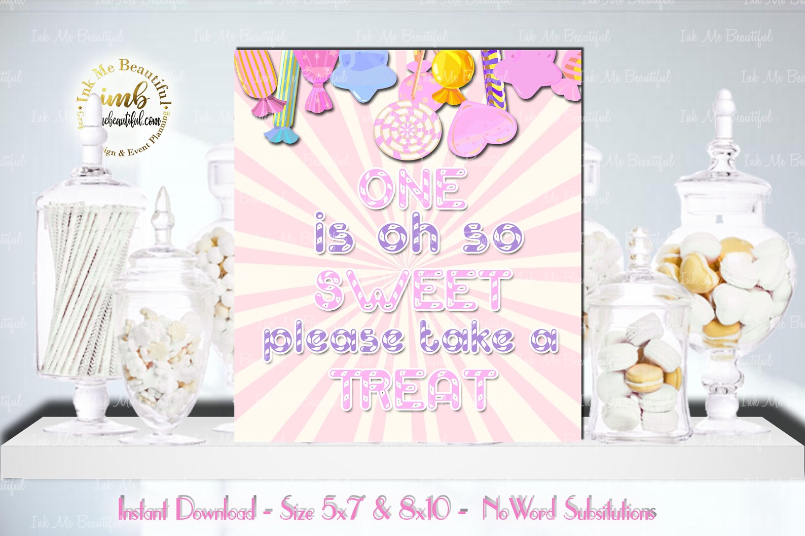 PRINTABLE One is Oh so Sweet Candy Table Sign First Birthday - Etsy