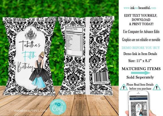 EDITABLE Chip Bag | Blue Paris Theme | Parisian Theme | Baby Shower ...