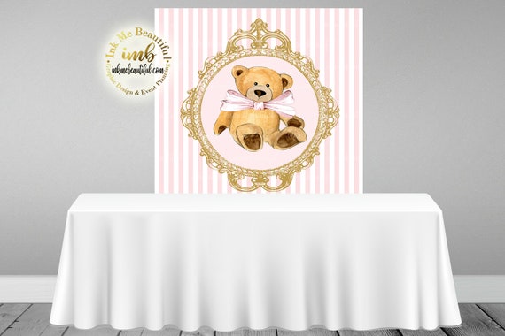Candy Table Backdrop, Baby Shower, Birthday Party, Blue, Teddy Bear ...