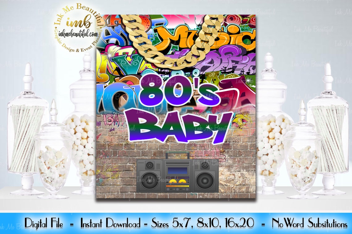 DIGITAL FILE 80s Baby Sign Sweets Candy Sign 5x7 and 8x10 | Etsy