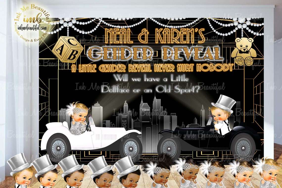PRINTABLE Great Gatsby Gender Reveal Harlem Nights Roaring - Etsy