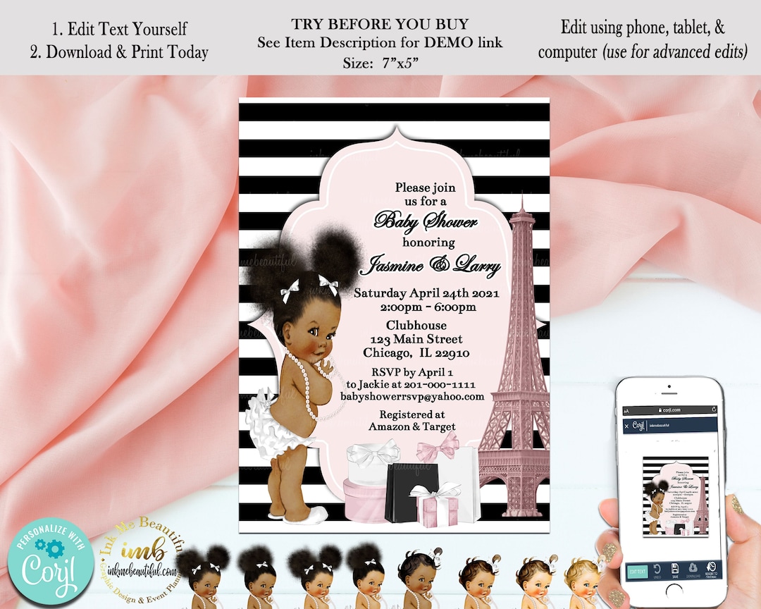 EDITABLE Paris Theme Invitation | 1st Birthday | Baby Shower | Baby ...