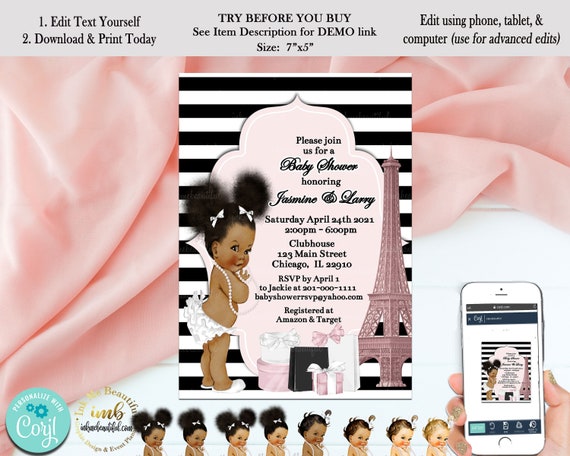 EDITABLE Paris Theme Invitation | 1st Birthday | Baby Shower | Baby ...