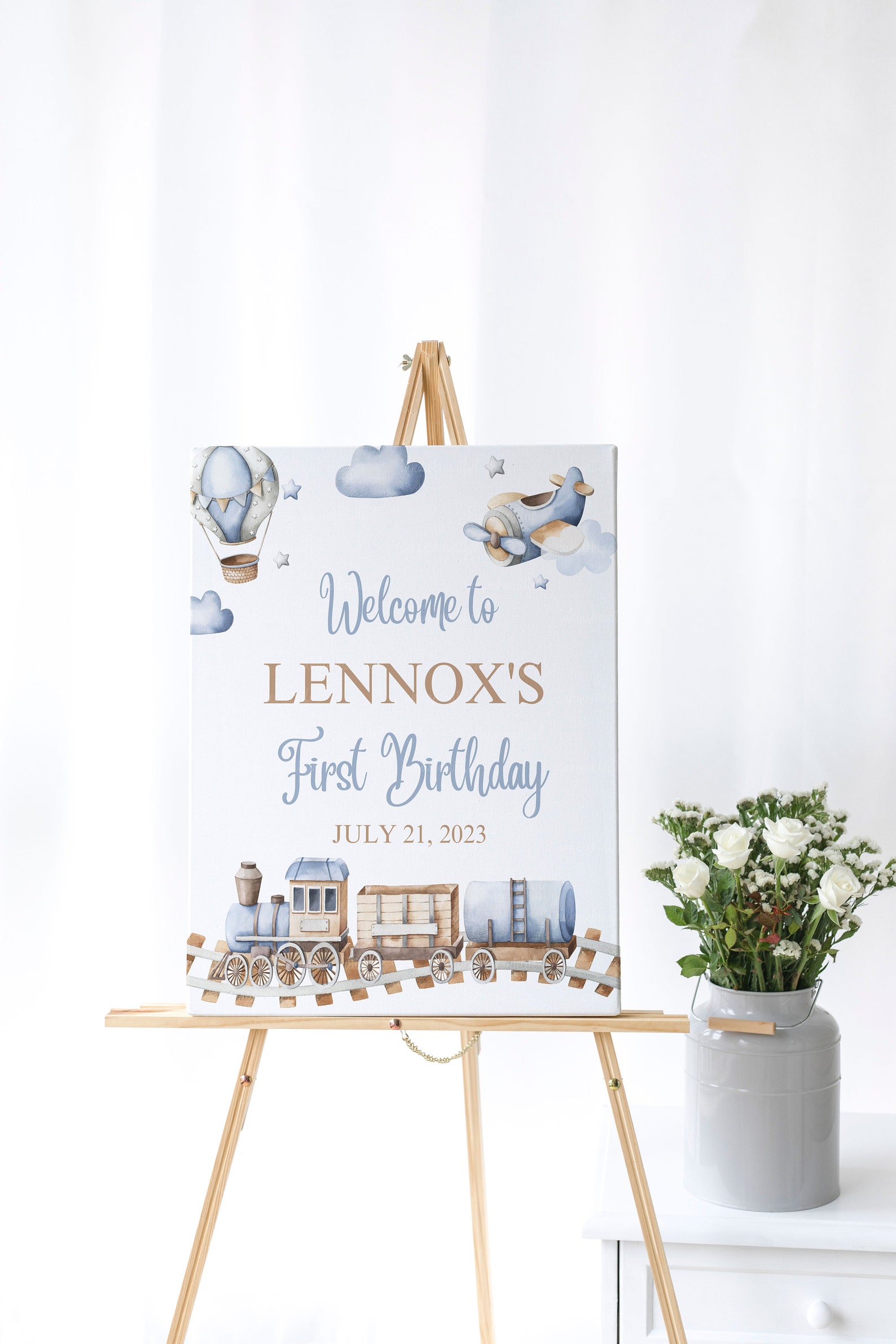 EDITABLE Train Welcome Sign Baby Boy Shower 1st Birthday All - Etsy