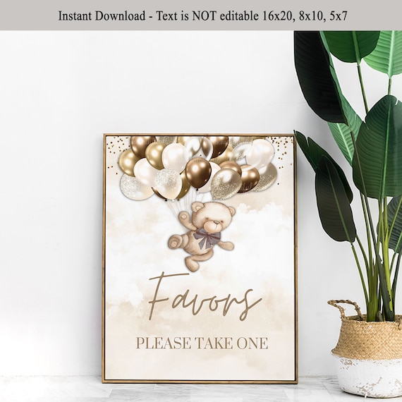 PRINTABLE Favors Sign Teddy Bear Theme Nuetral Shades We | Etsy