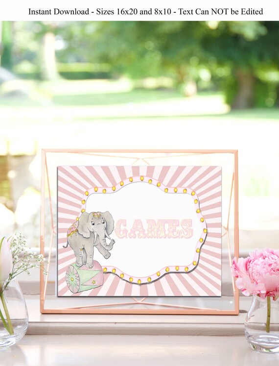 PRINTABLE Games Sign | Pink Circus State Fair | Amusement Park | Pink ...