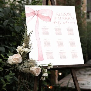 EDITABLE Pink Bow Seating Chart Baby Shower Bridal Shower, Minimalist ...