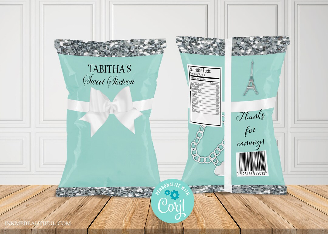 EDITABLE Chip Bag | Blue Paris Theme | Parisian Theme | Baby Shower ...
