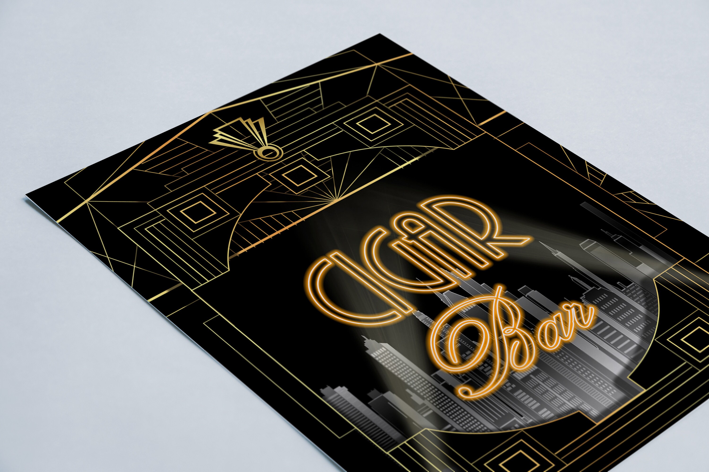 DIGITAL FILE Cigar Bar Sign 1920s Party Decor Black and Gold Party Sign ...