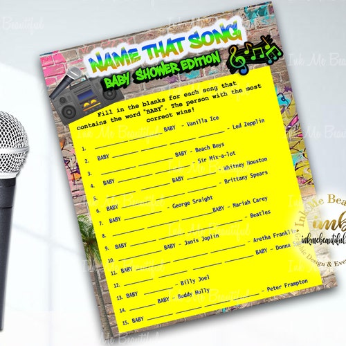 DIGITAL FILE Name That Baby Song 5x7 Hip Hop Baby Shower - Etsy
