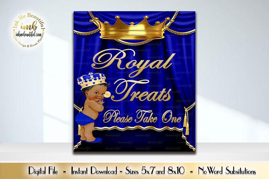 PRINTABLE Royal Blue Treat Sign Sign 8x10 and 5x7, Royal Baby Shower ...