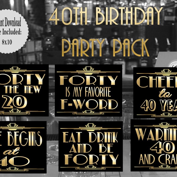 Gatsby 40th Birthday Party Sign - Etsy