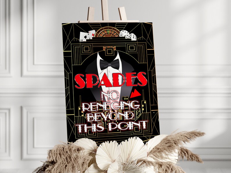 PRINTABLE Spades Game Sign Casion Themed Party Decor Las Vegas Party ...