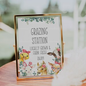 PRINTABLE Grazing Station Food Sign Farm Animal Theme Barnyard Barn ...