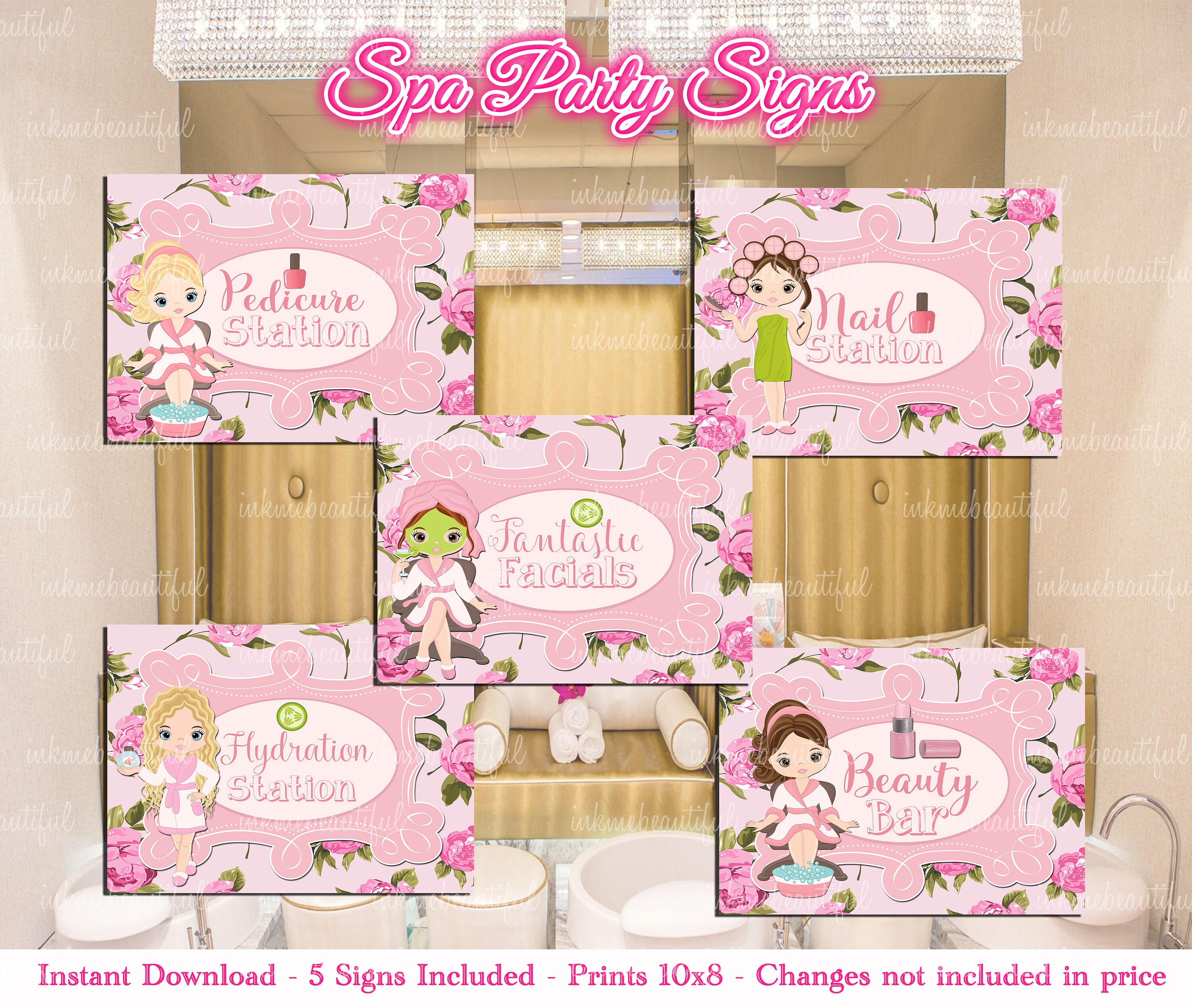 PRINTABLE Spa Sign, Beauty Bar Sign 8x10, Pamper Party Birthday Party ...