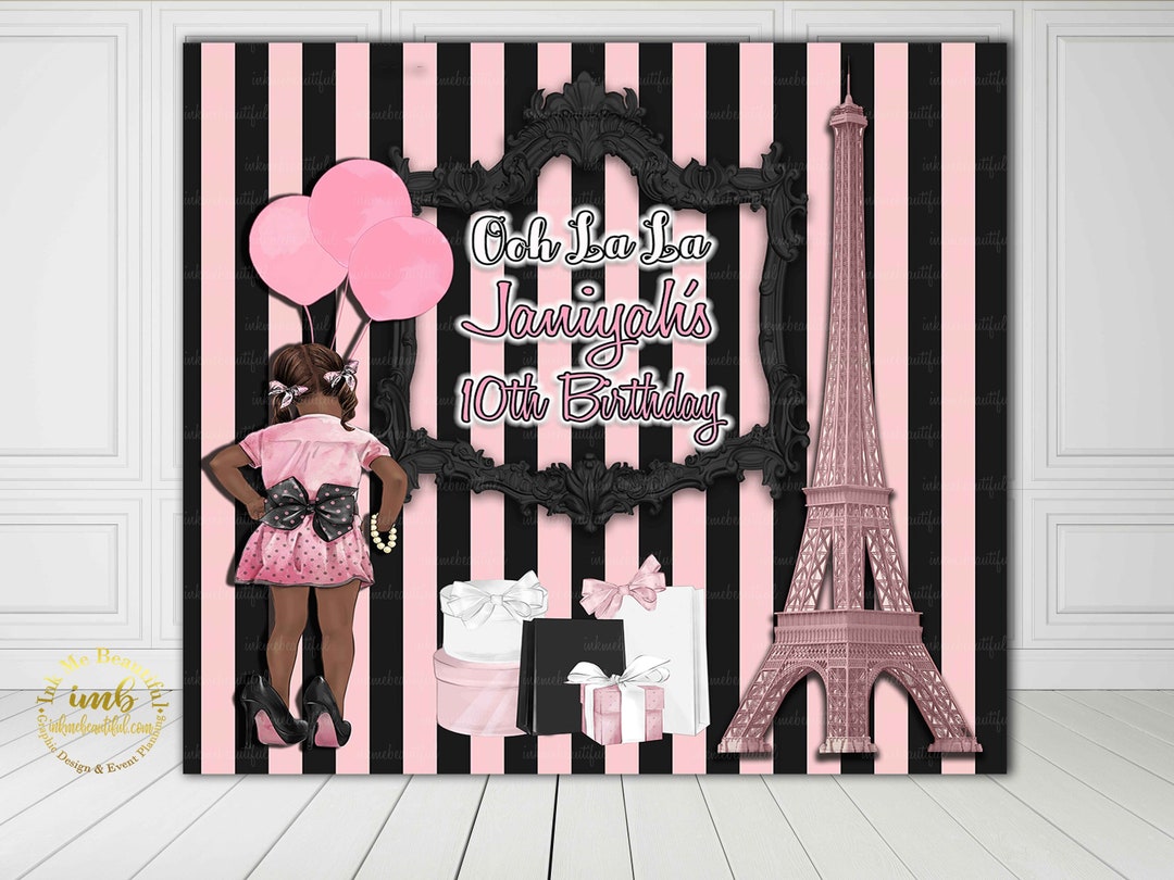PRINTABLE Paris Theme Backdrop Birthday Party, Parisian Themed Backdrop ...