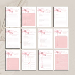EDITABLE Pink Bow Games Baby Shower Games Bundle, Minimalist Baby ...
