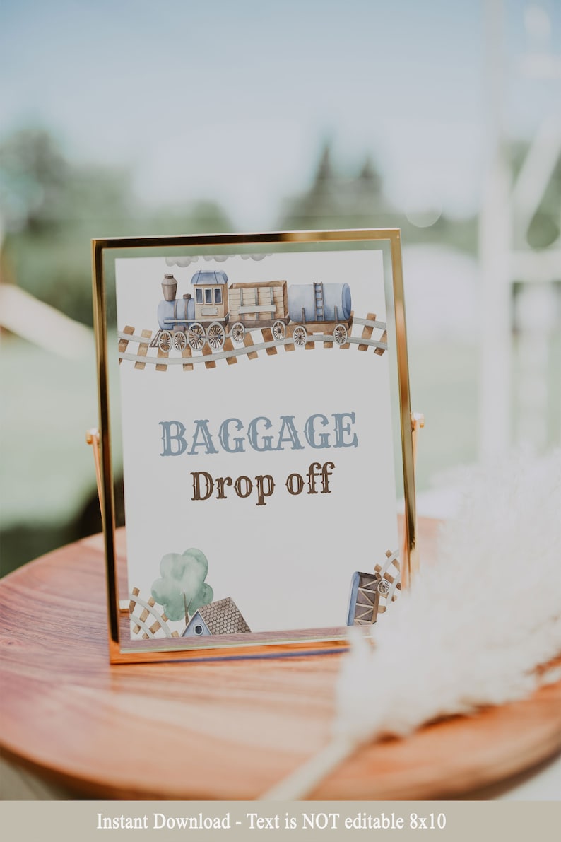 PRINTABLE Baggage Drop off Sign Gift Table Sign Train - Etsy