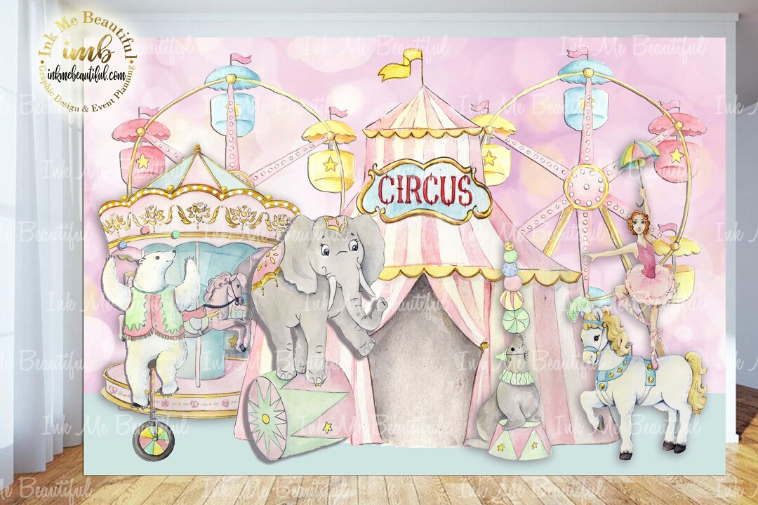 PRINTABLE Carnival Pink, Pink Circus Backdrop, Candy Table Backdrop ...