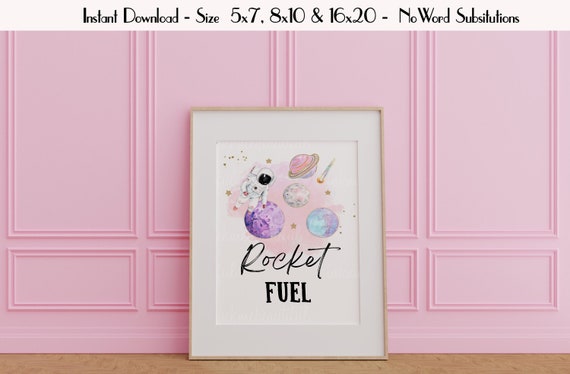 PRINTABLE Pink and Purple Space Girl Rocket Fuel Sign | Food Sign ...