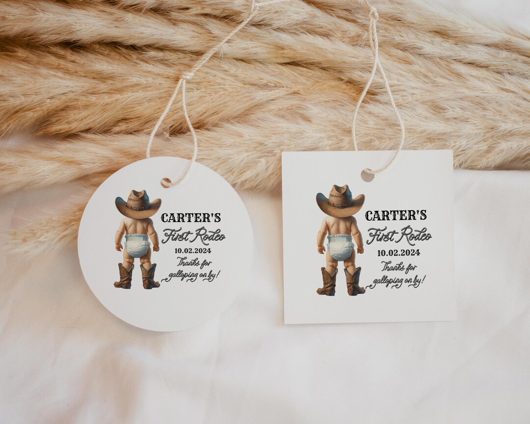 EDITABLE First Rodeo Birthday Thank You Tag Cowboy Party Wild West ...