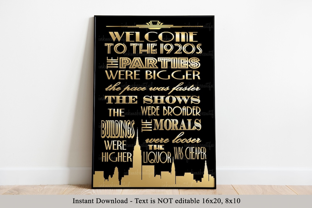 PRINTABLE Welcome to the 1920s ,gatsby Party Decoration, Roaring 20s ...