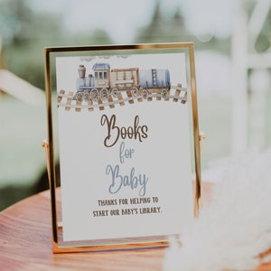 PRINTABLE | Books for Baby Sign | Train Party | Boy Baby Shower | 1st ...