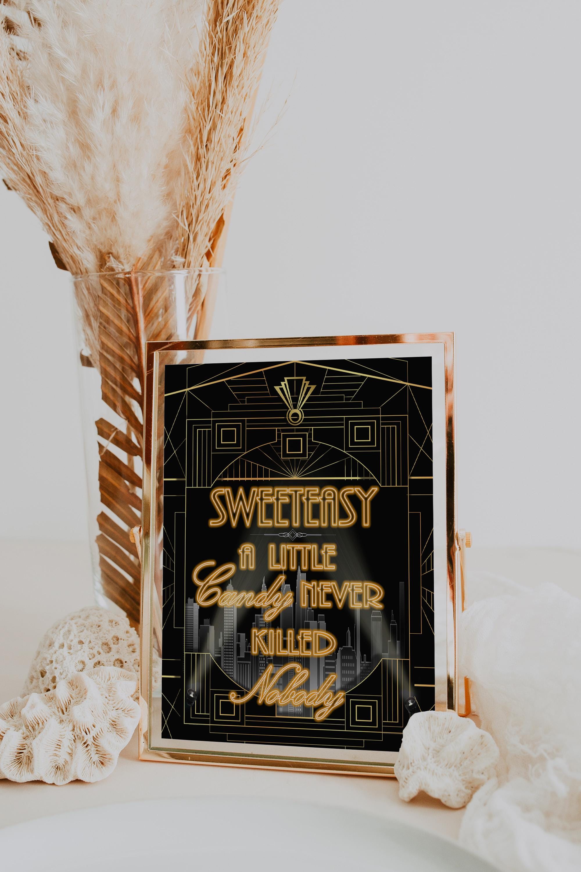 PRINTABLE Sweeteasy Candy Sign,gatsby Party Decoration, Roaring 20s Art ...