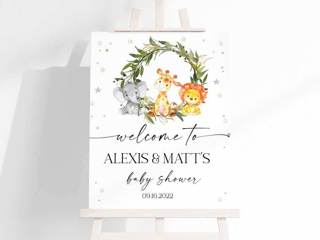 EDITABLE Jungle Safari Welcome Sign | First Birthday | Baby Shower ...