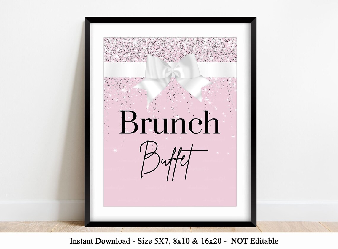 PRINTABLE Brunch Buffet Sign Pink Paris Theme Parisian | Etsy