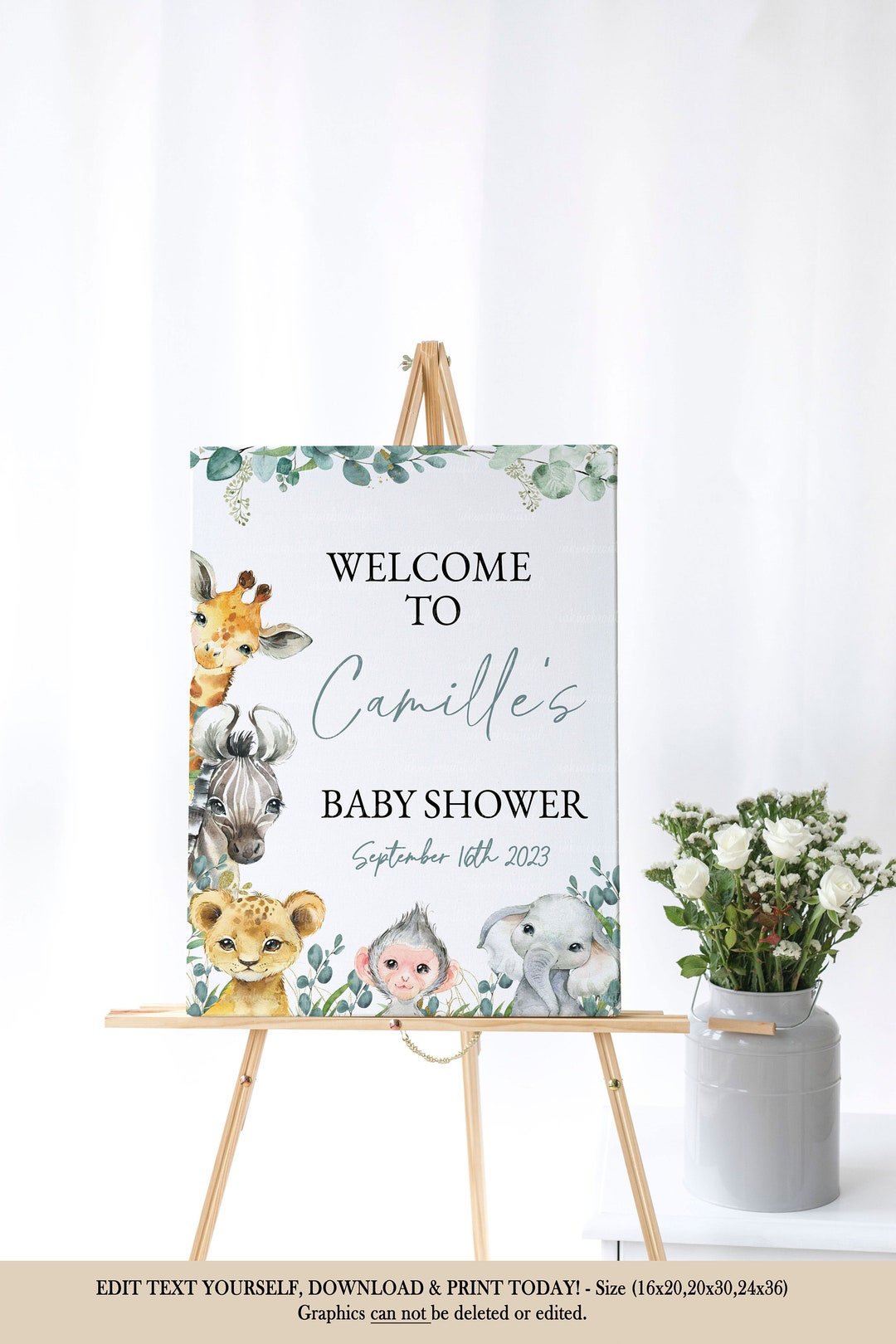 EDITABLE Jungle Safari Welcome Sign | First Birthday | Baby Shower ...