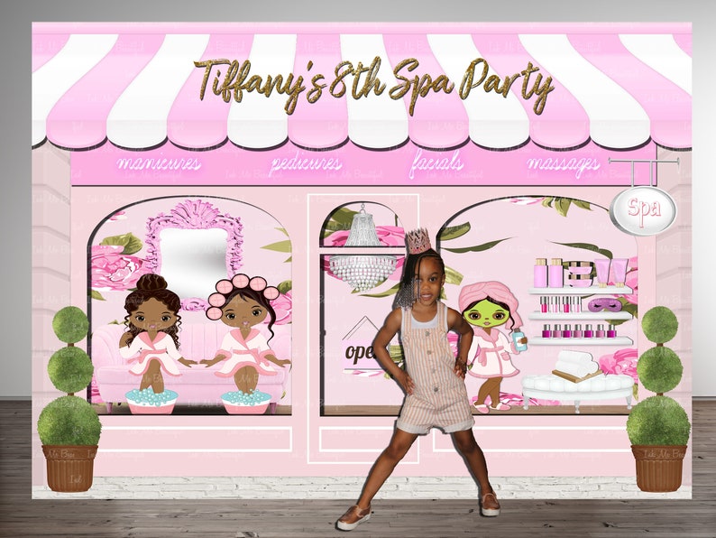 PRINTABLE Spa Birthday Backdrop Spa Themed Candy Table - Etsy