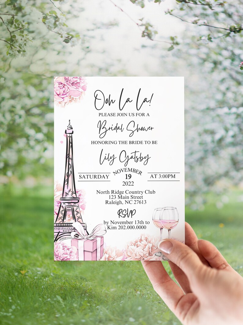 EDITABLE Bridal Shower Paris Theme Invitation | Hen Party | Floral ...