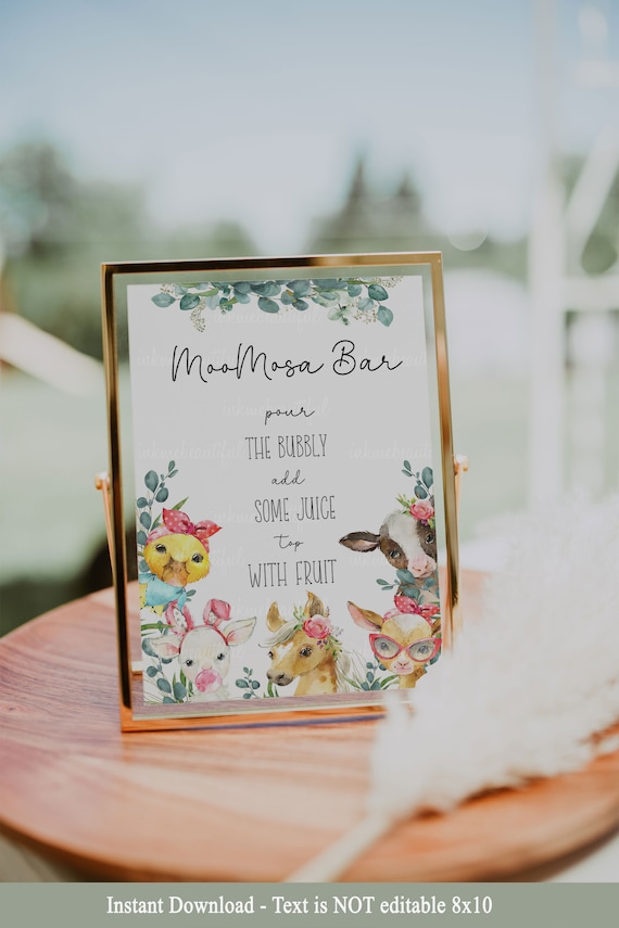 PRINTABLE Moo-mosa Bar Sign | Farm Animal Theme | Barnyard | Barn Party ...