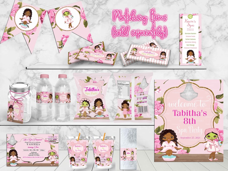 PRINTABLE Spa Birthday Backdrop Spa Themed Candy Table - Etsy