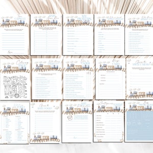 EDITABLE Train Baby Shower Games Bundle 60 Games Pack All Aboard ...