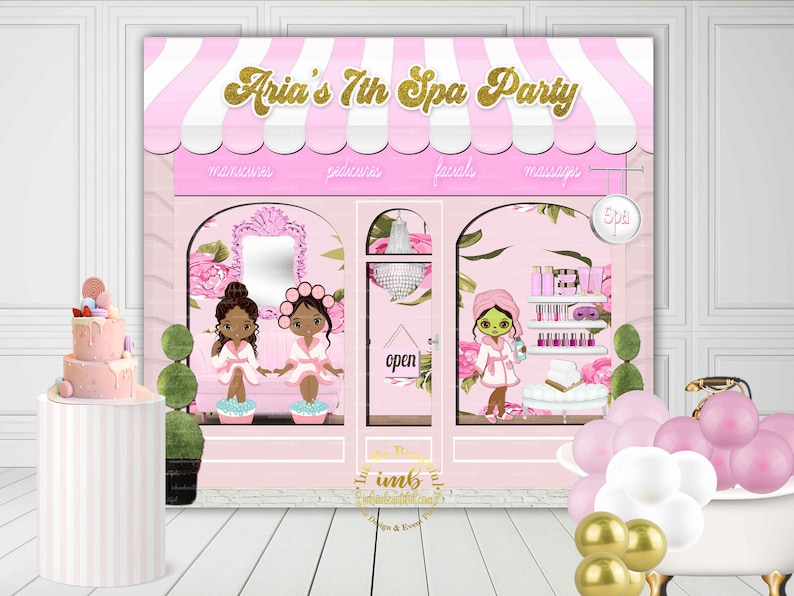 PRINTABLE Spa Birthday Backdrop Spathemed Candy Table - Etsy