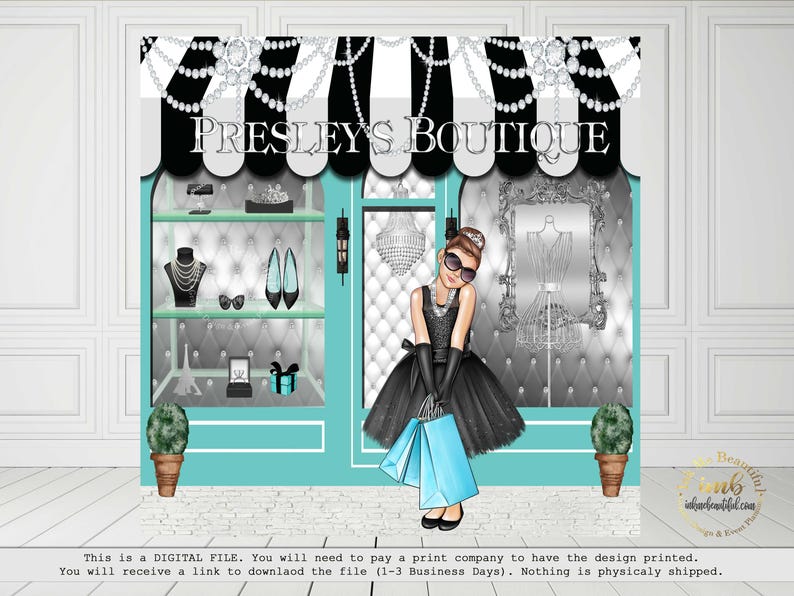DIGITAL FILE Paris Blue Store Backdrop, Birthday Party, Store Backdrop ...