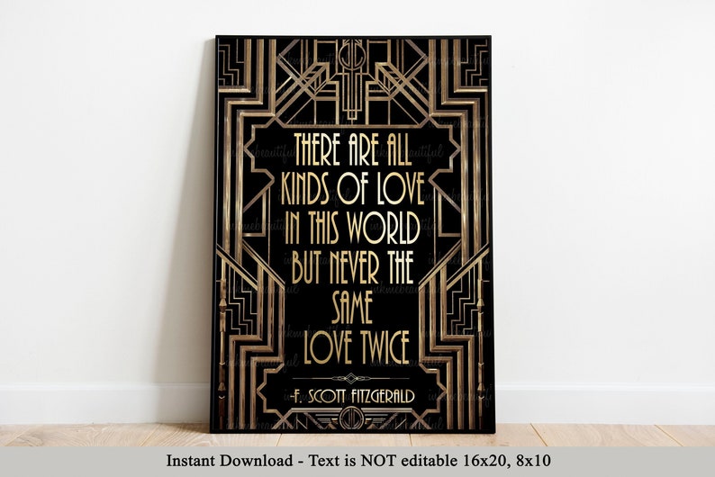 PRINTABLE |there Are All Kinds of Love..same Love Twice| Gatsby Party ...