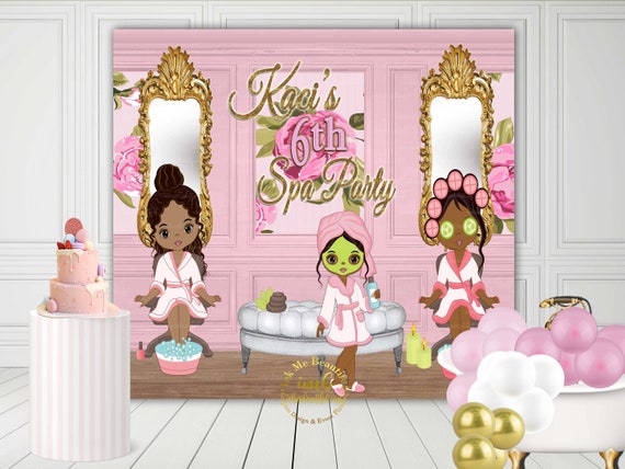 PRINTABLE Spa Birthday Backdrop, Spa Themed Candy Table Backdrop, Photo ...