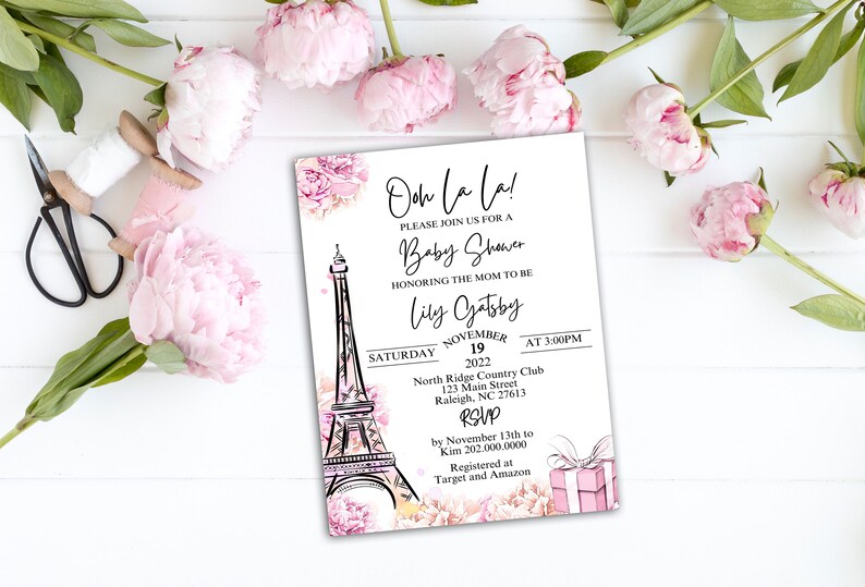 EDITABLE Paris Theme Invitation Baby 1st Birthday Baby - Etsy