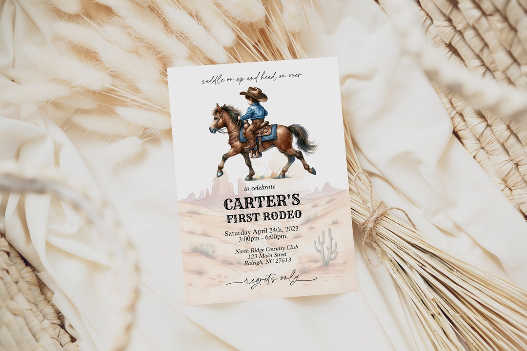 EDITABLE First Rodeo Birthday Invitation Cowboy Party Wild West Western ...