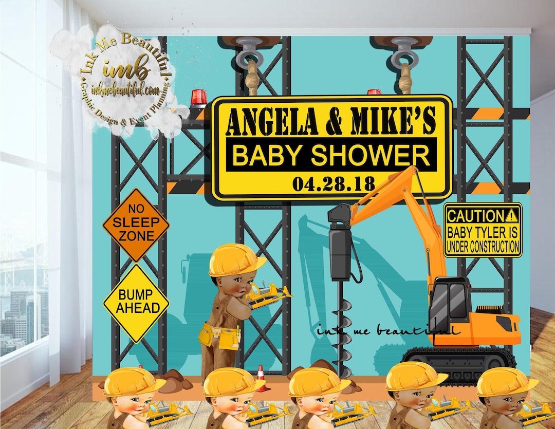 PRINTABLE Baby Under Construction Baby Shower, Caution Baby, Photo ...