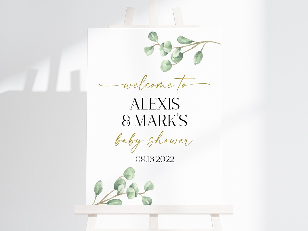 EDITABLE Eucalyptus Welcome Sign Table Sign Baby Shower Game Greenery ...