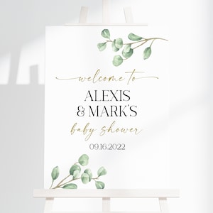 EDITABLE Eucalyptus Welcome Sign Table Sign Baby Shower Game Greenery ...