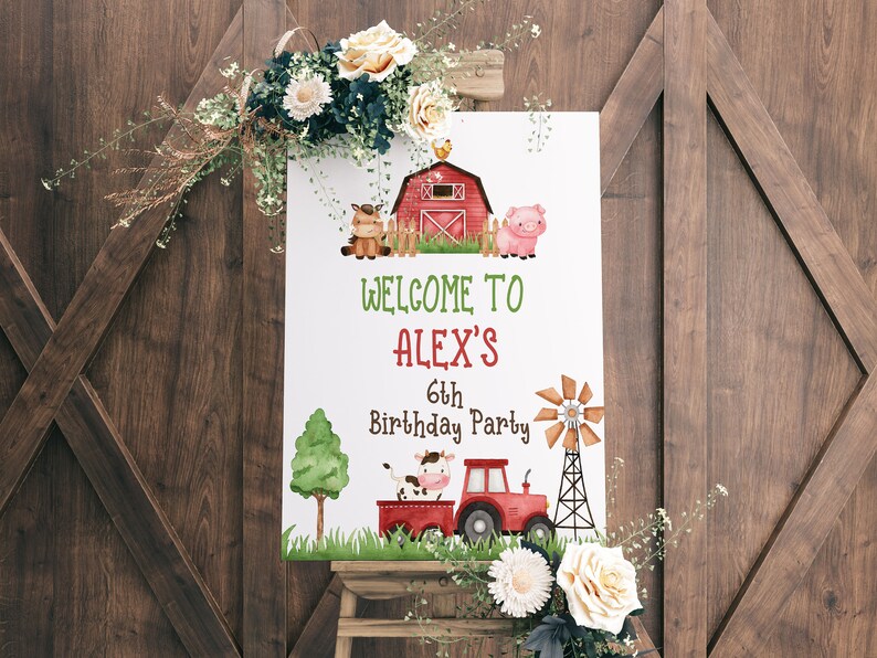 EDITABLE Farm Welcome Sign Boy Farm Party Farm Animal - Etsy
