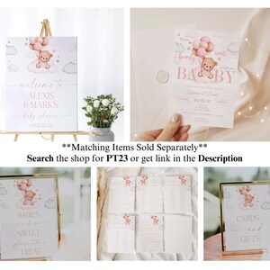 EDITABLE Pink Teddy Bear Baby Shower Games Bundle Watercolor Teddy Bear ...