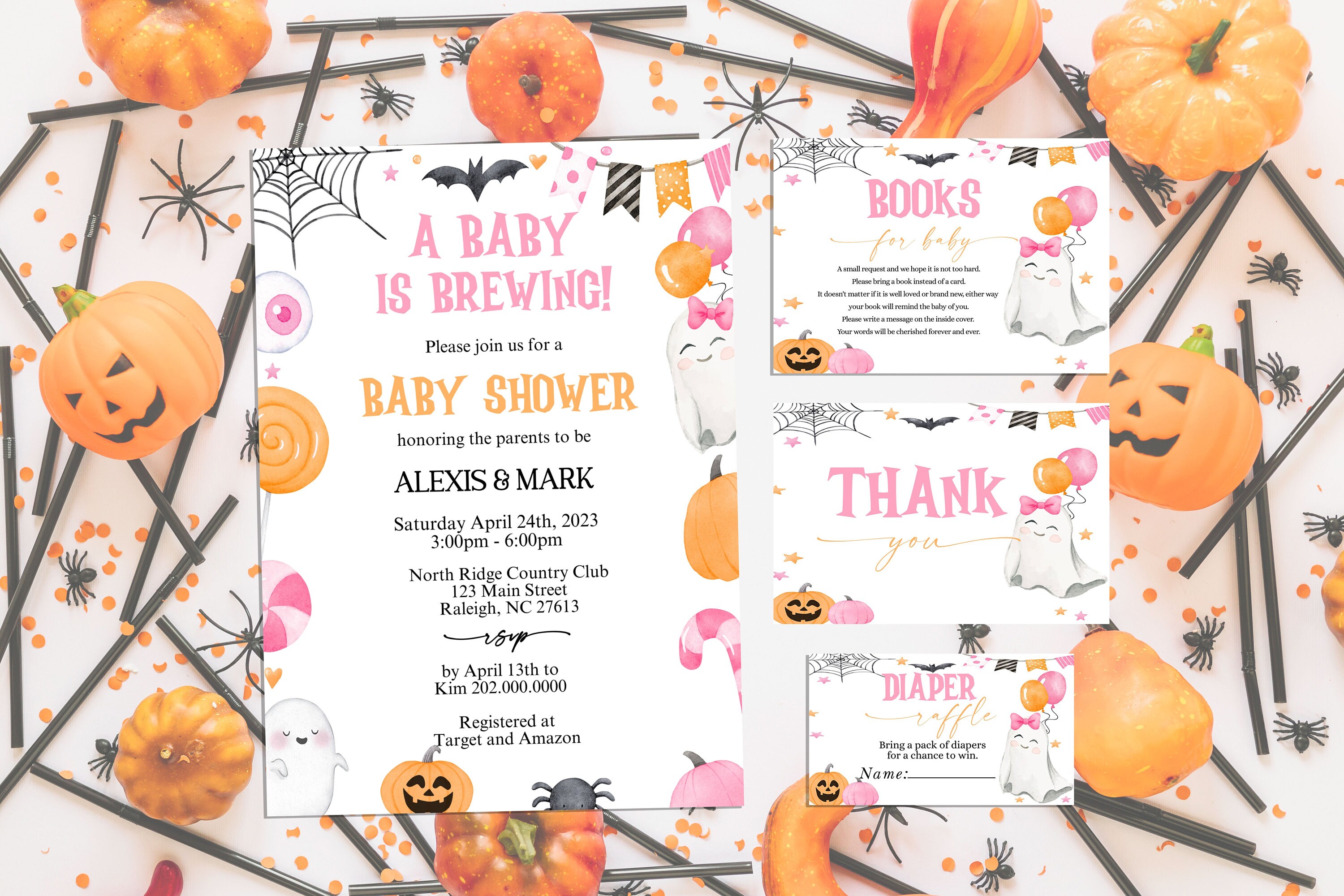 EDITABLE A Baby is Brewing Invitation Bundle Halloween Baby Shower Baby ...
