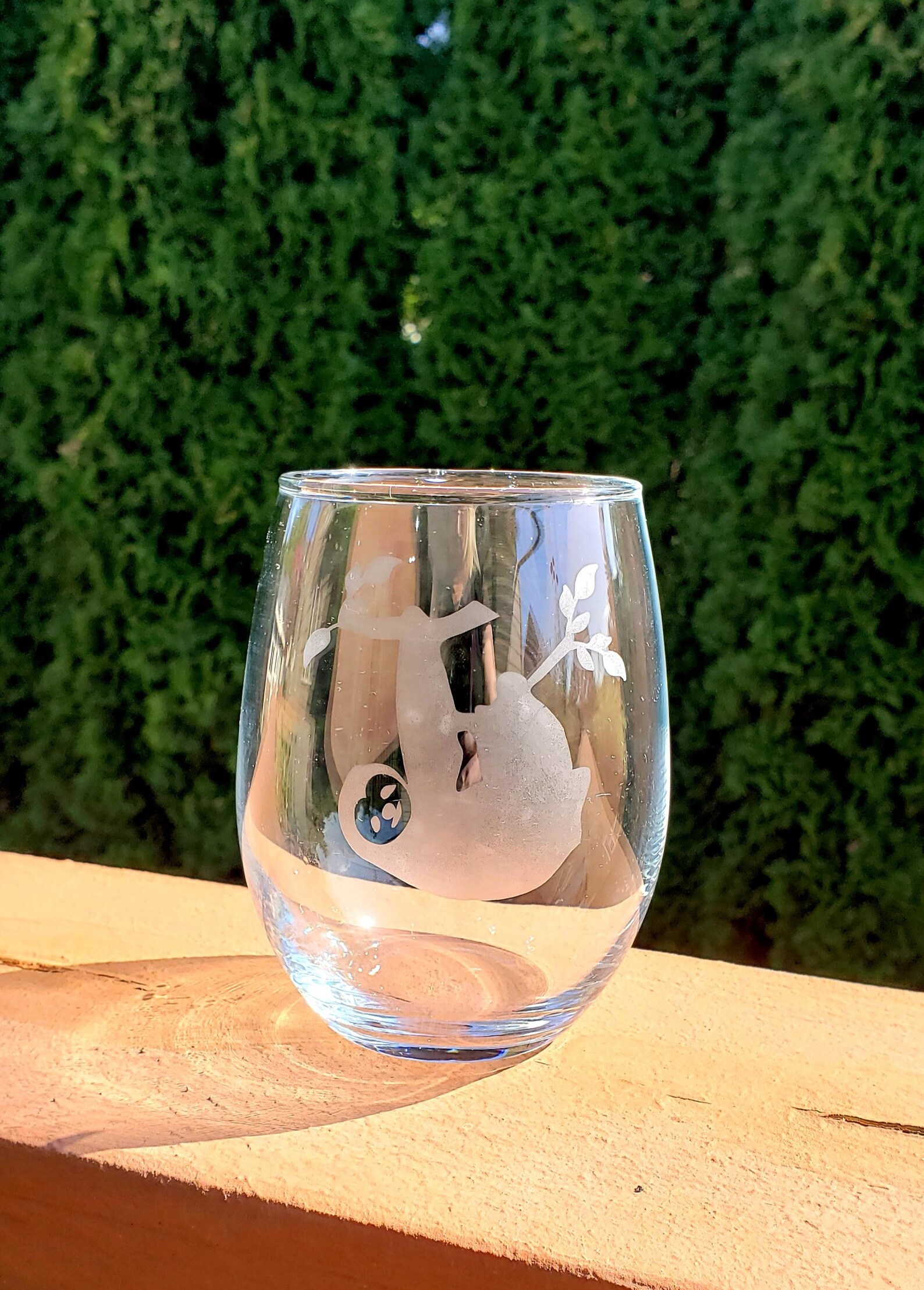 Etched Sloth Wine Glass Wine Gift Sloth Gift Stemless | Etsy